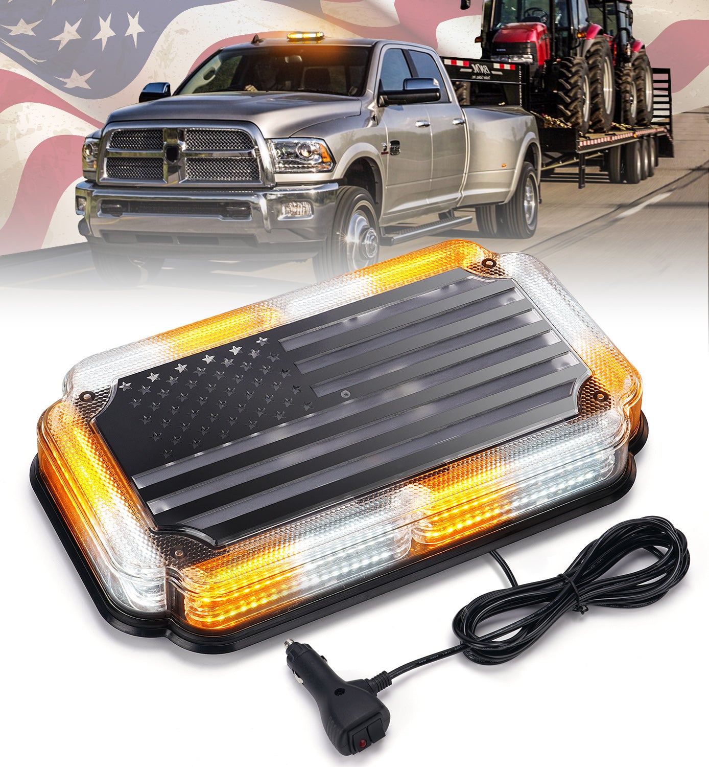 Mini Strobe Light Bar featuring American Flag Design | Flag Series