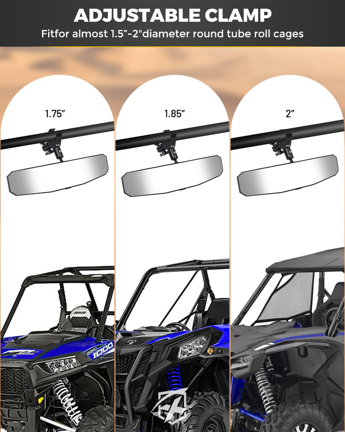 UTV Center Mirror with LED Lights & GoPro Mount | SXS Rear View Mirror