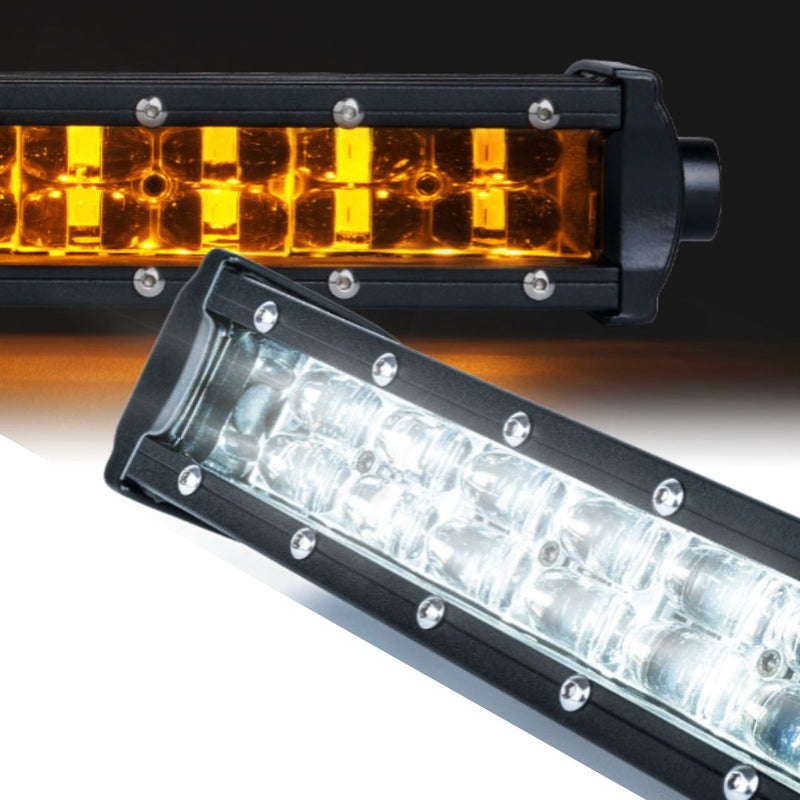 Double Row White LED Light Bar with Amber Backlight