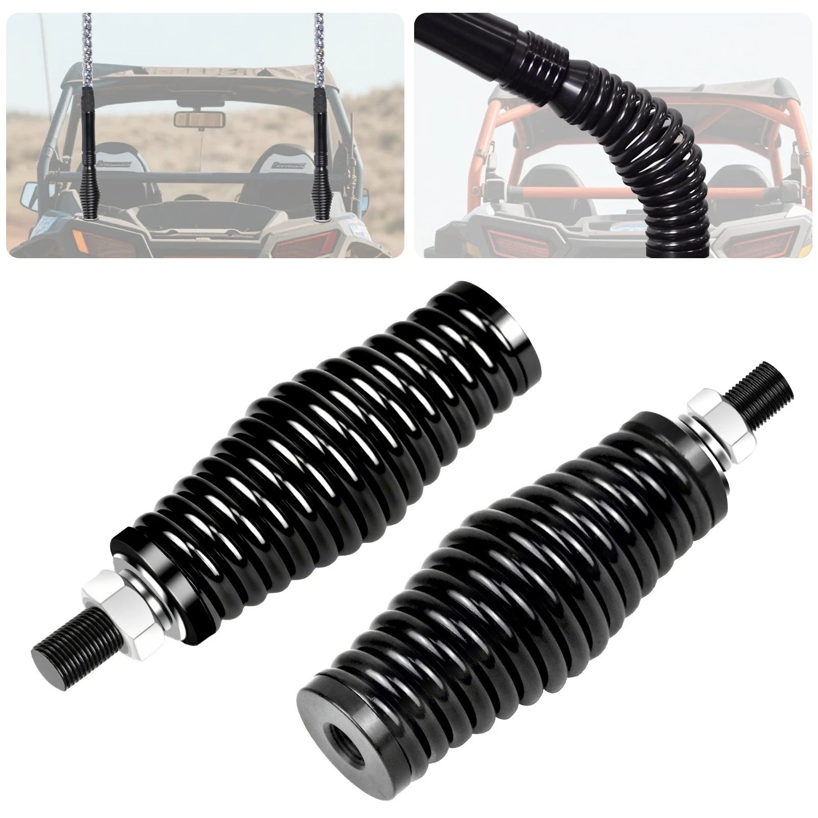 2X Spiral Whip Lights Spring Mounting Base Quick Release Antenna for A