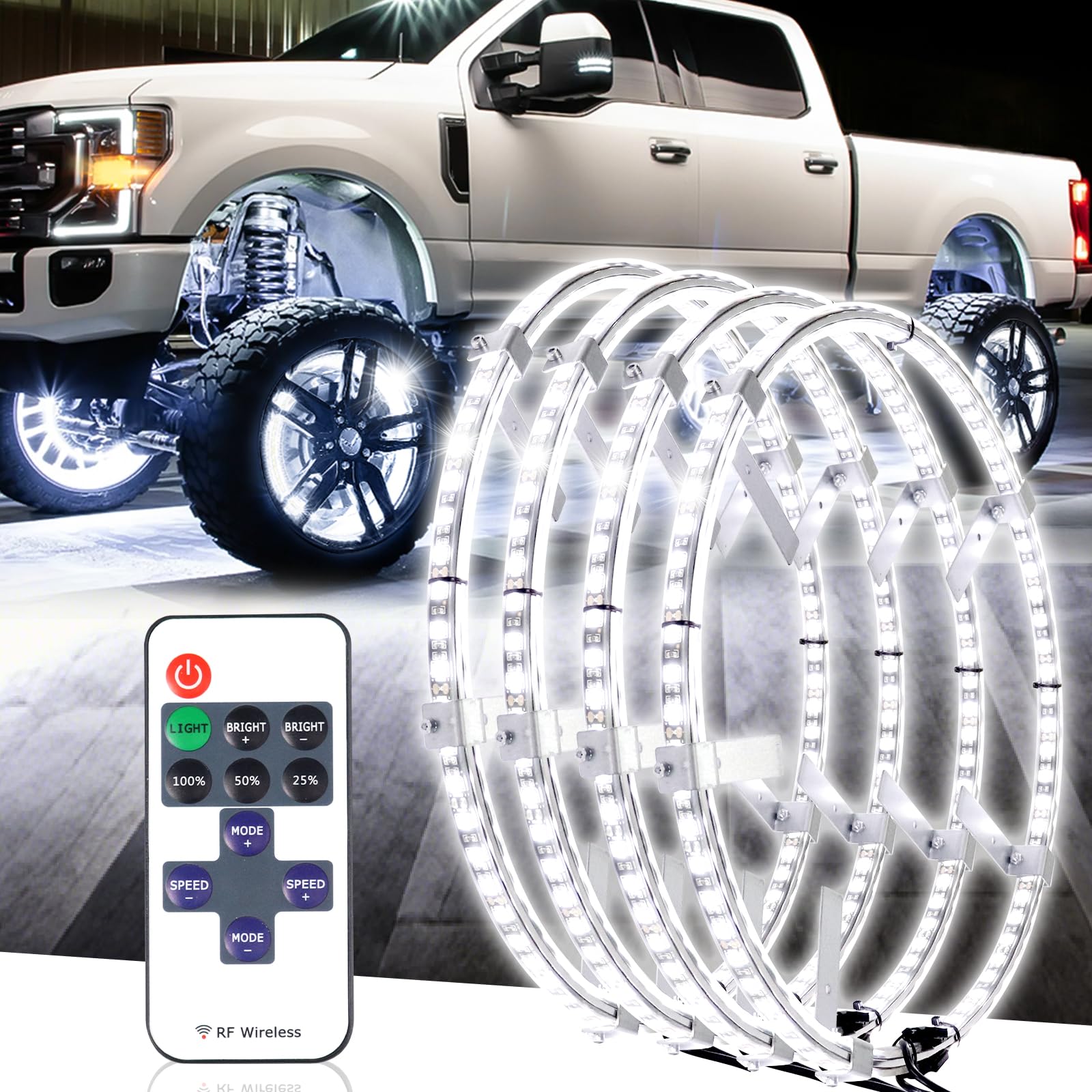 4PCS 17inch Super Bright 6500K Pure White Wheel Lights