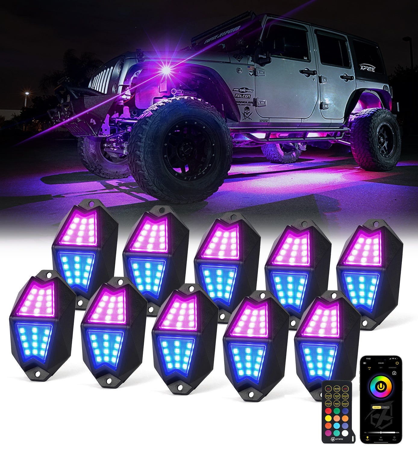 Multi-Color LED RGB-W Rock Lights