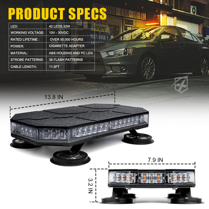 Mini Emergency Rooftop Light Bar with Magnetic Base