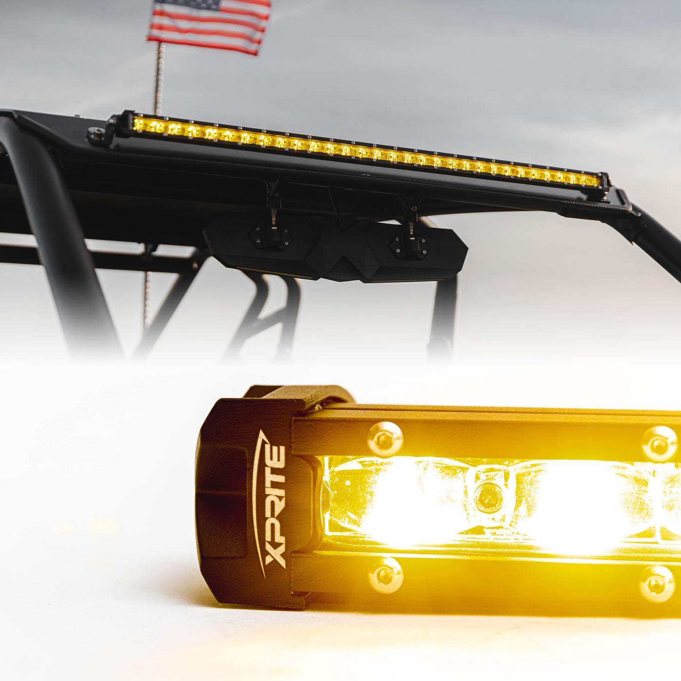 Yellow Light Bars for Trucks& UTV, Amber Flood Light Bars