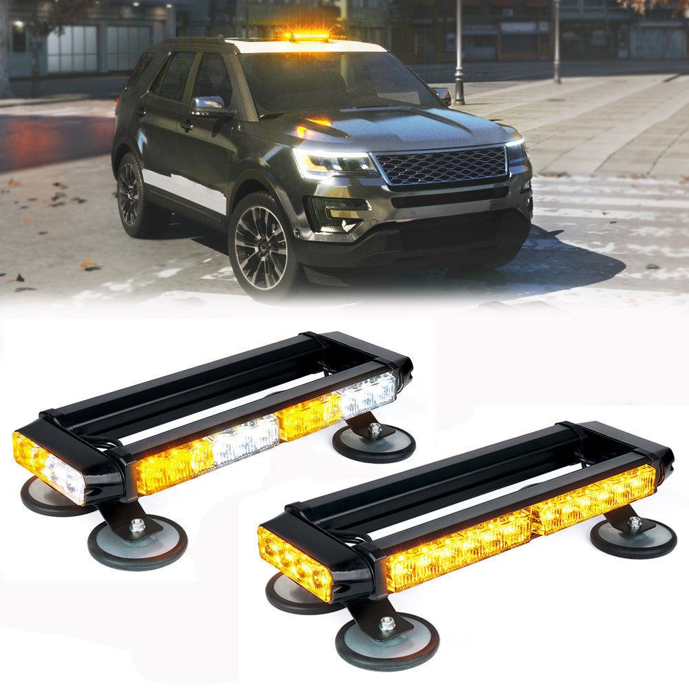 14.5" Amber/White Mini Strobe Light Bar with Magnetic Mount